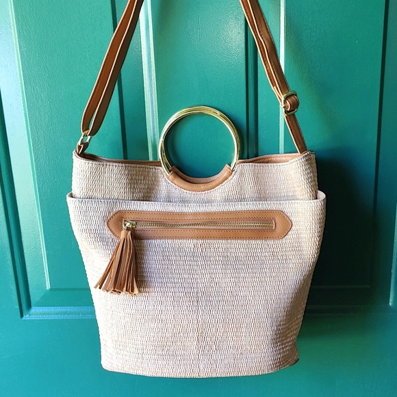 Time and Tru | Bags | Time And Tru Isla Weave Top Handle Crossbody Tote ...